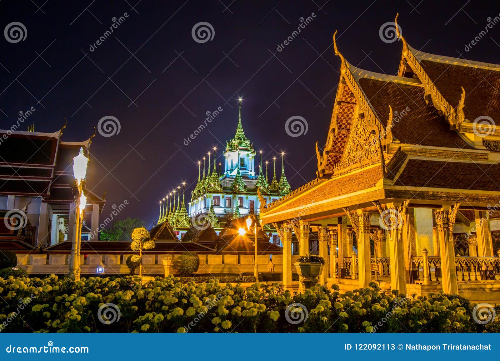 Night Scene of Loha Prasat at Wat Ratchanaddaram Woravihara-buddhist ...