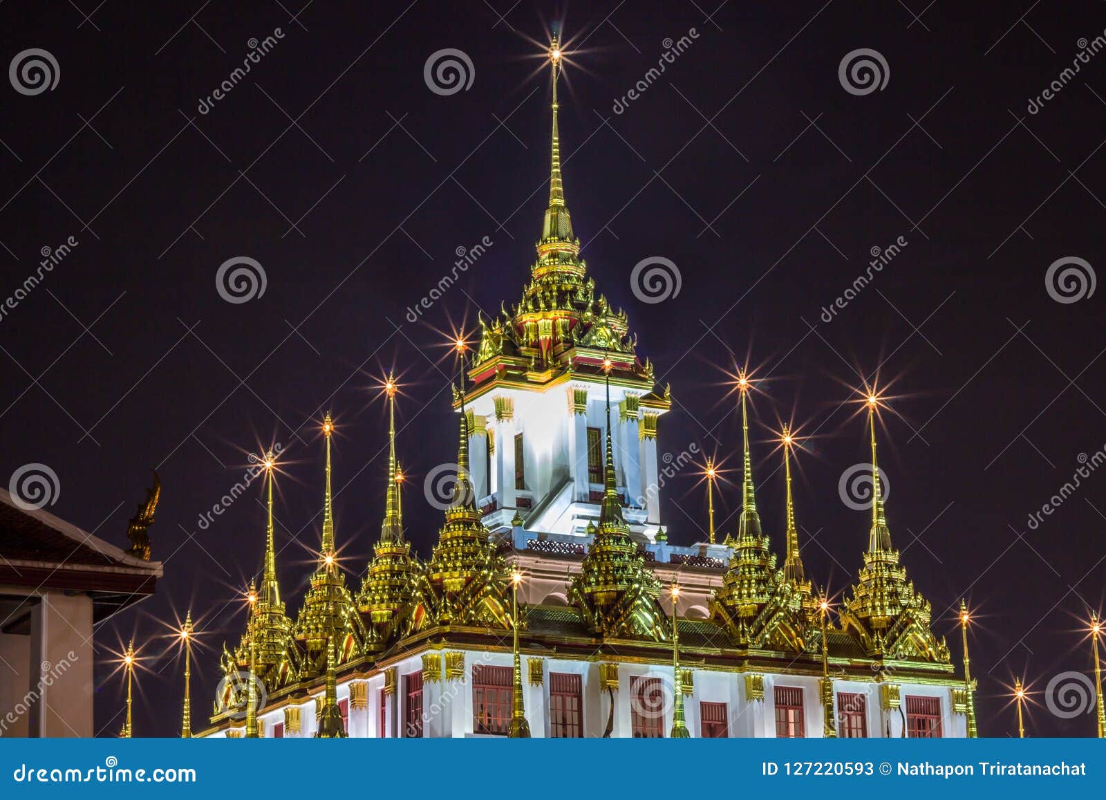 Night Scene of Loha Prasat at Wat Ratchanaddaram Woraviharabuddhist ...
