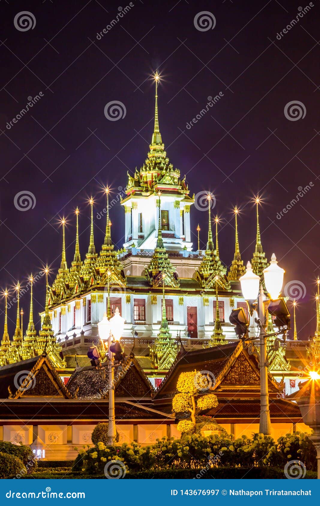 Night Scene of Loha Prasat at Wat Ratchanaddaram Woraviharabuddhist ...
