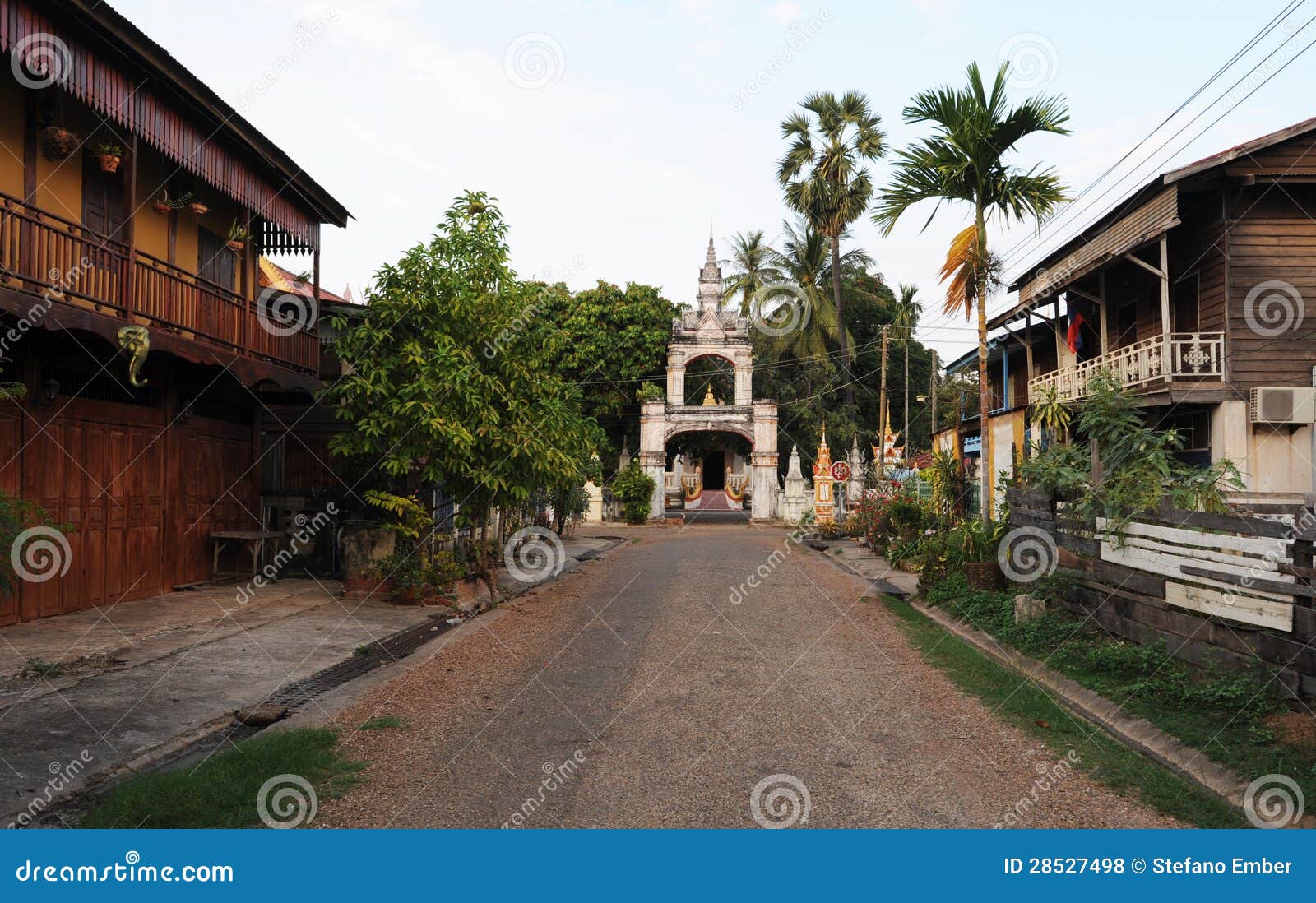Wat Sainyaphum Monastery and Colonial Houses at Savannakhet Stock Photo ...