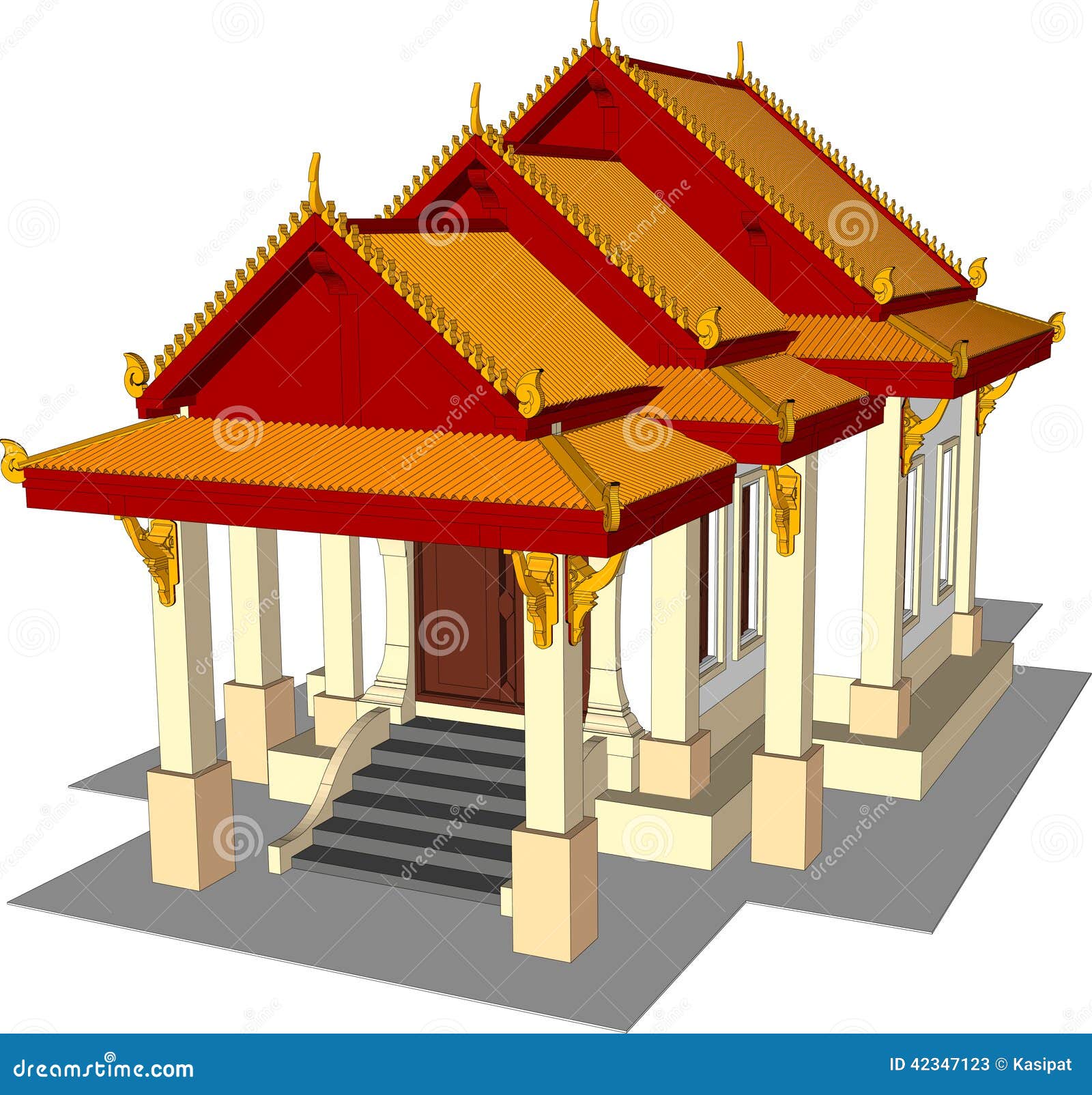 Wat Thai Temple. stock illustration. Illustration of landmarks - 42347123