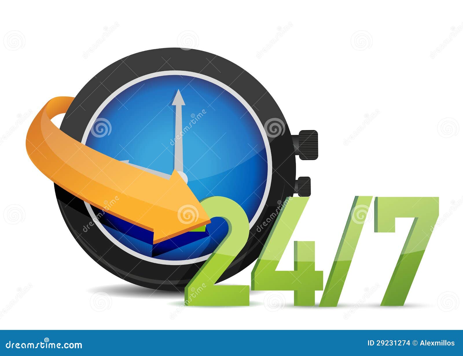 Watch 24/7 Concept stock illustration. Illustration of sign - 29231274