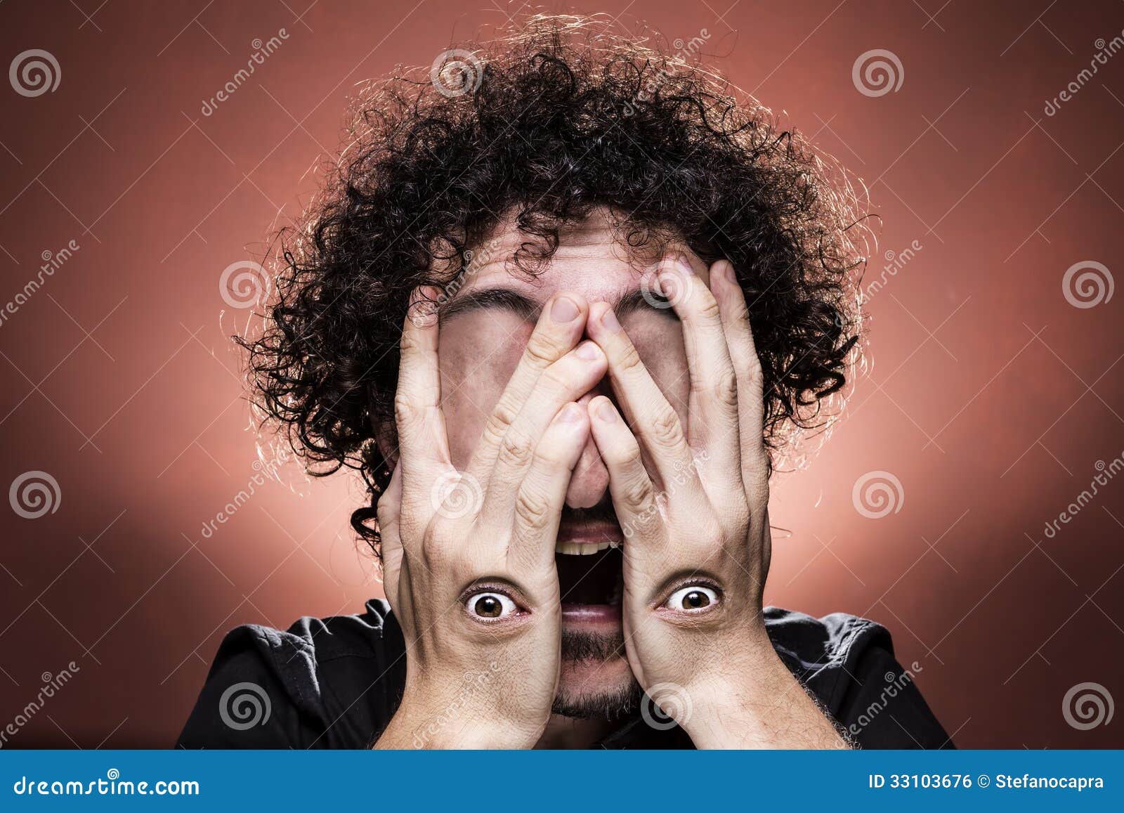 Watch addicted stock photo. Image of head, afraid, hide - 33103676
