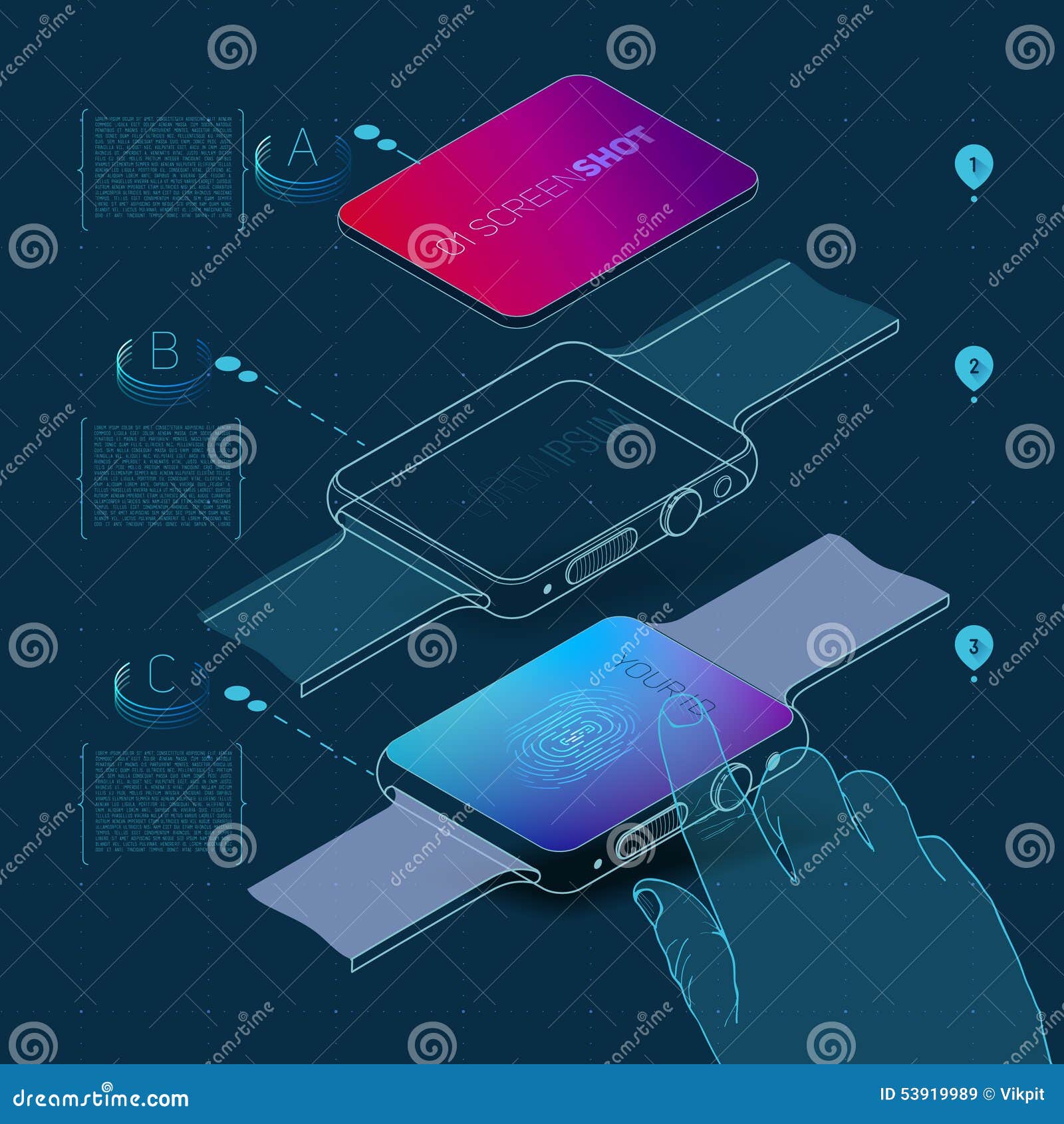 Watch application concept stock vector. Illustration of email - 53919989