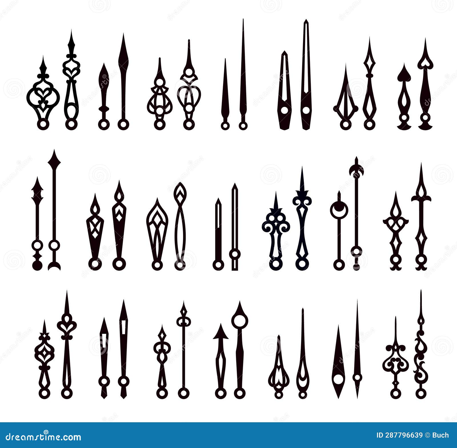 Watch Arrows Clock Hands Time Pointers Set Stock Illustration