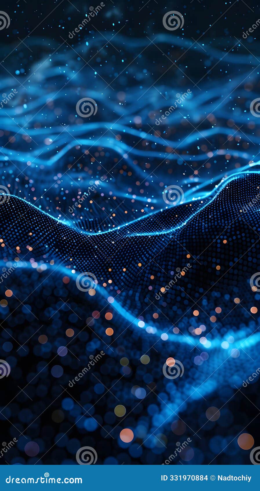 Watch Blue Digital Wave with Glowing Particles in Cyberspace Stock ...