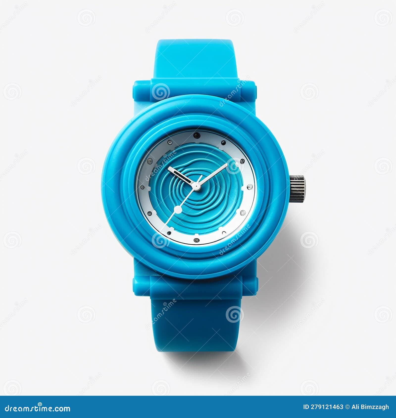 Watch Featuring a Vibrant Blue Dial and Matching Silicone Band Stock ...