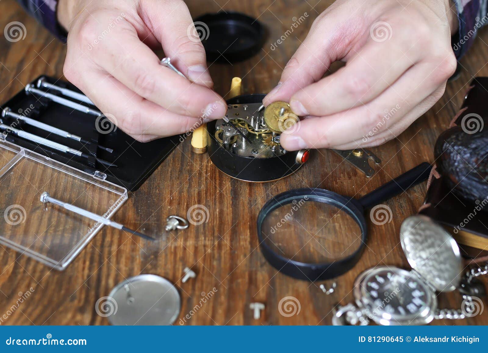 Watch clock repair stock image. Image of accuracy, gear - 81290645