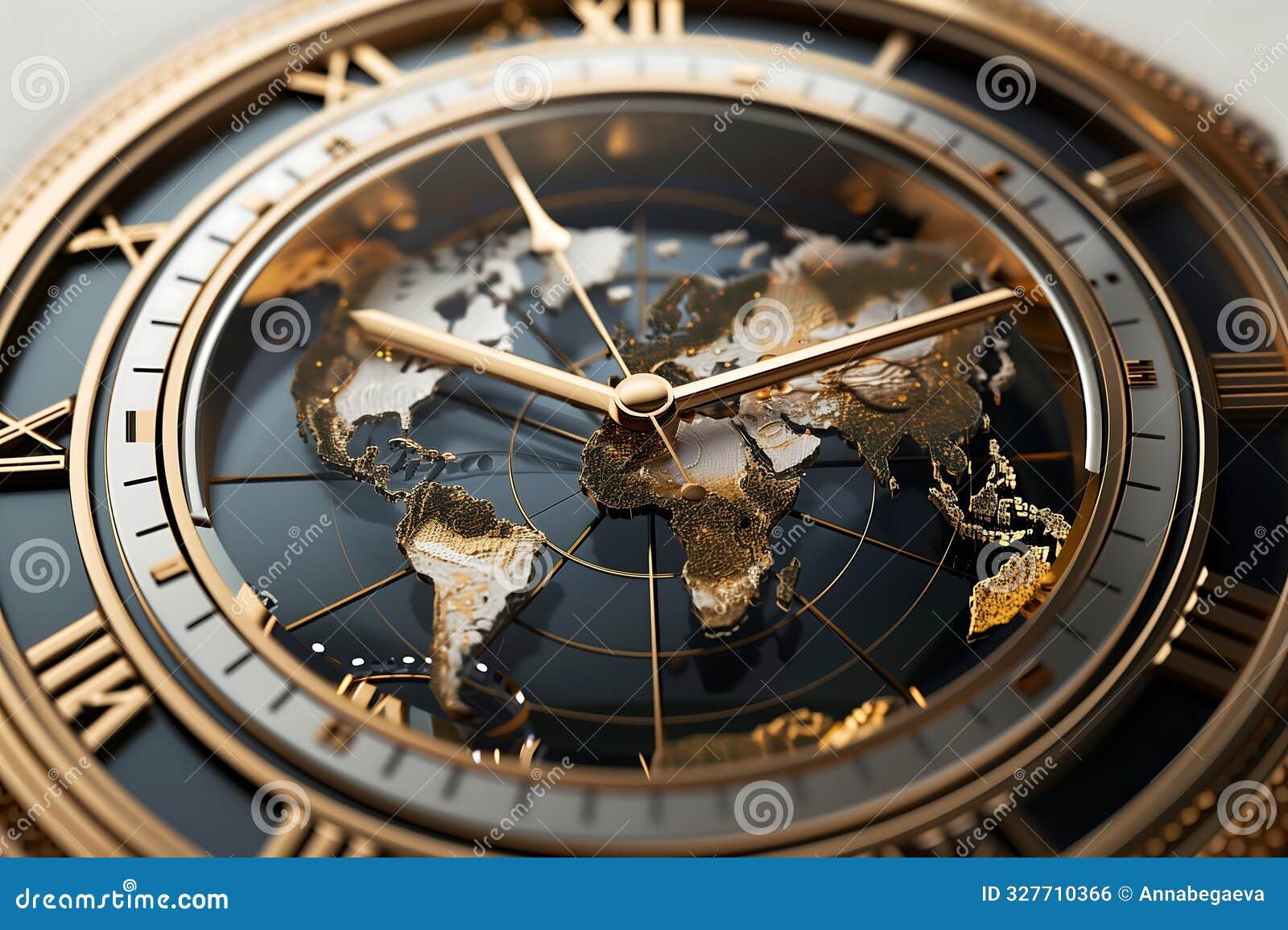 Watch Dial with Continents instead of Numbers. Global Synchronization ...