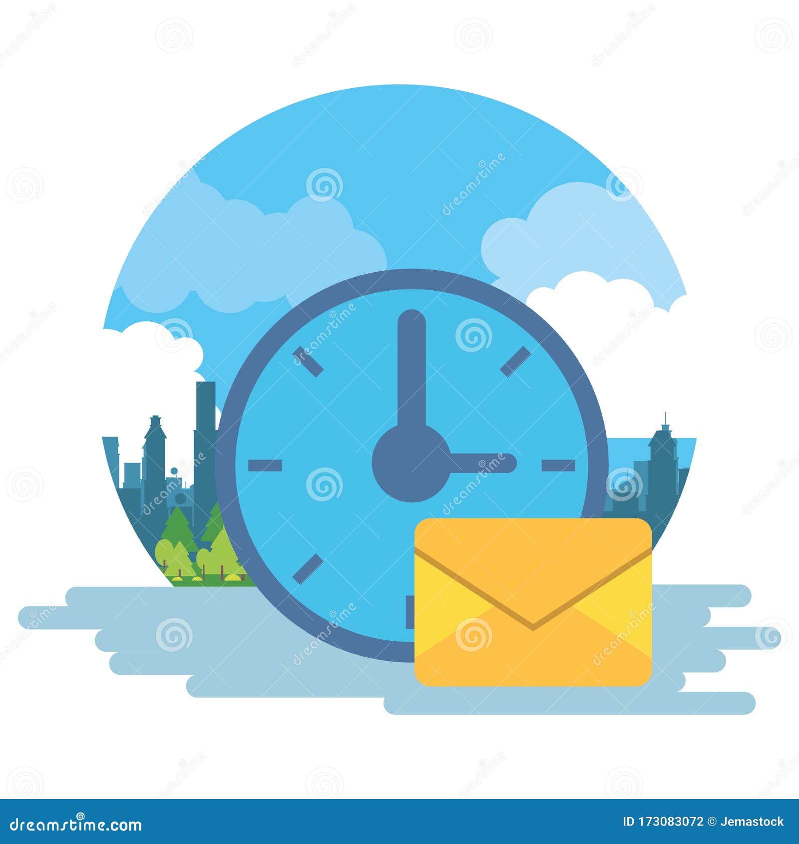 Watch with Envelope Postal Service Stock Vector - Illustration of clock ...