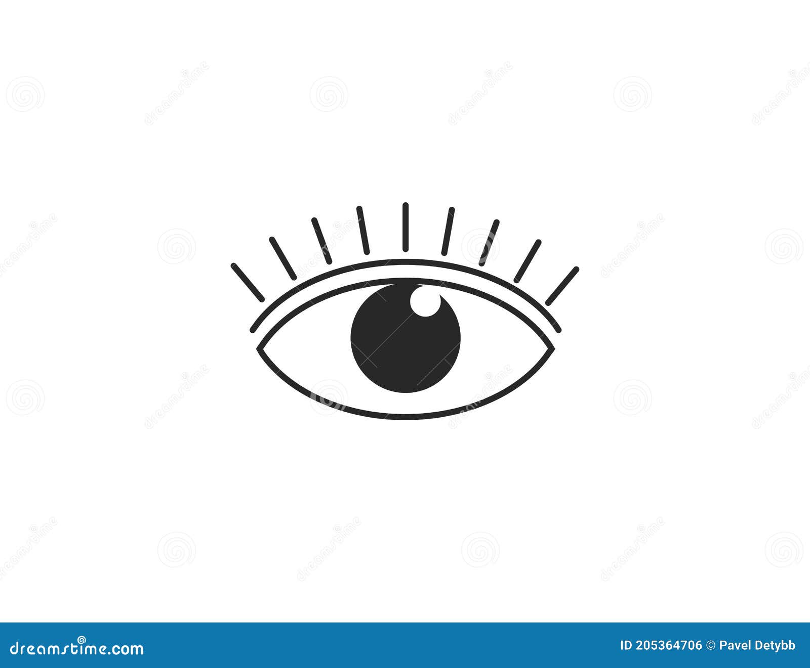 Watch, Eye Icon on White Background. Vector Illustration, Flat Stock ...