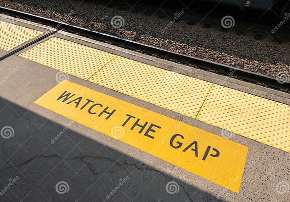 Watch the Gap Warning Sign on a Train Platform Stock Photo - Image of ...