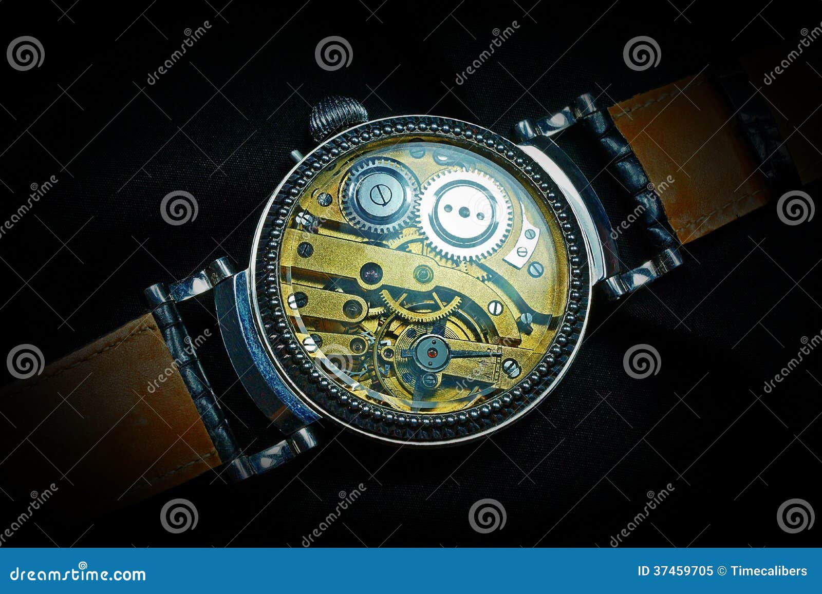 Mechanical Watch Inside With Spring Mechanism And Gears Rotating ...