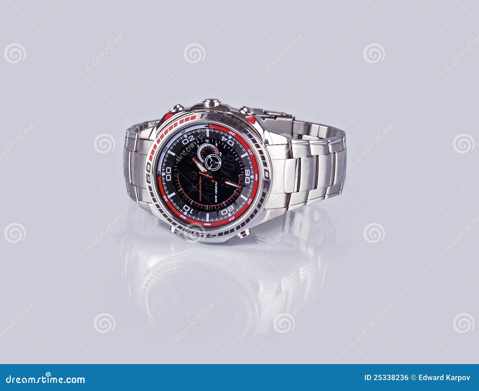 Watch on a Grey Background with Reflection Stock Photo - Image of ...