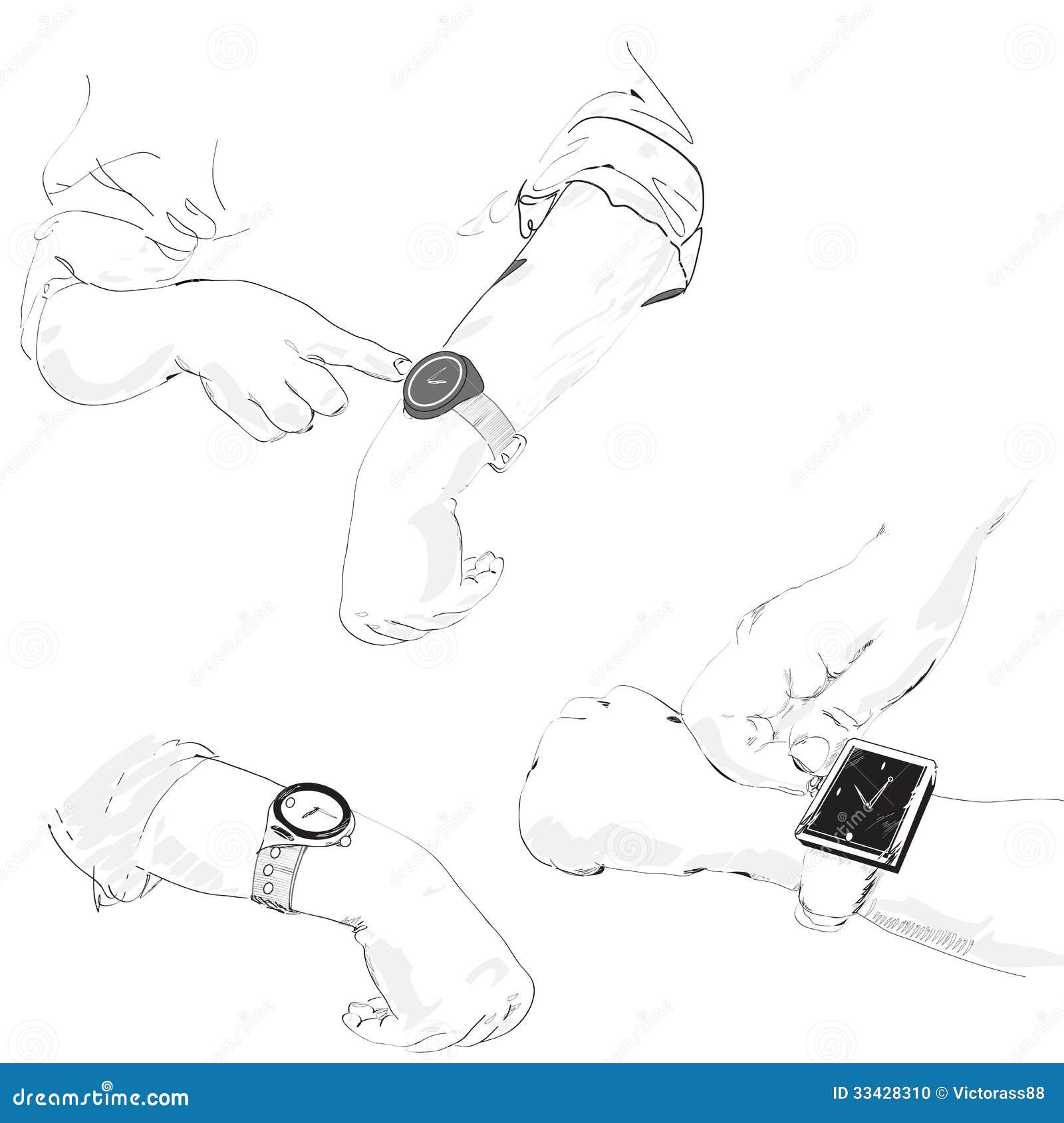 Watch on the hands stock vector. Illustration of style - 33428310