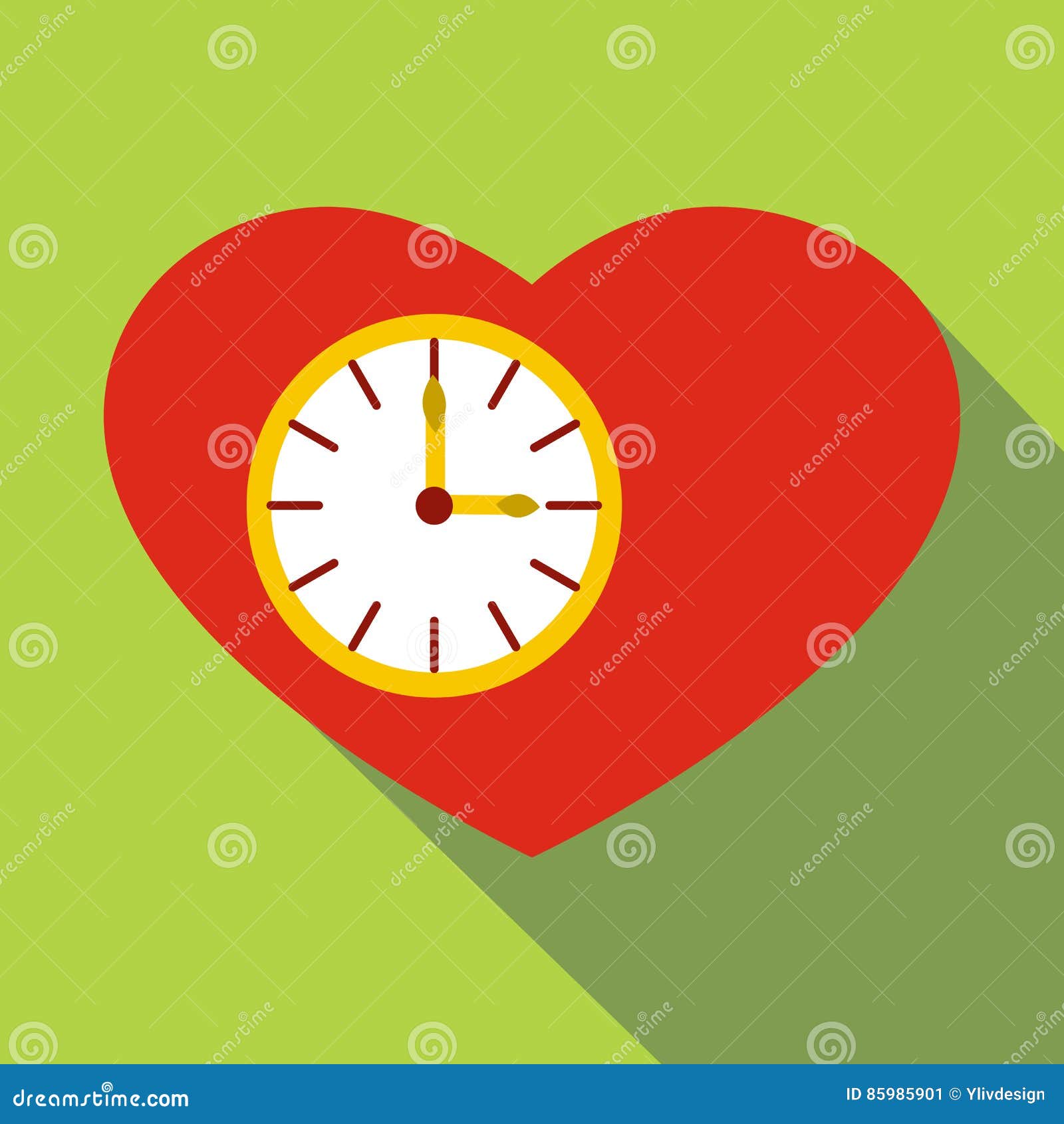 Watch Heart Icon, Flat Style Stock Vector - Illustration of graphic ...