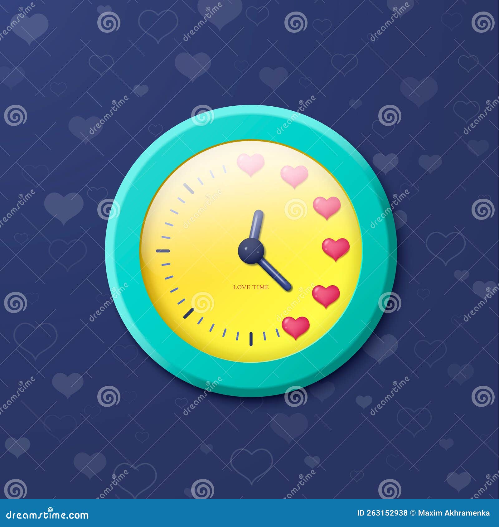 Watch with Hearts Marks the Time of Love. Stock Illustration ...
