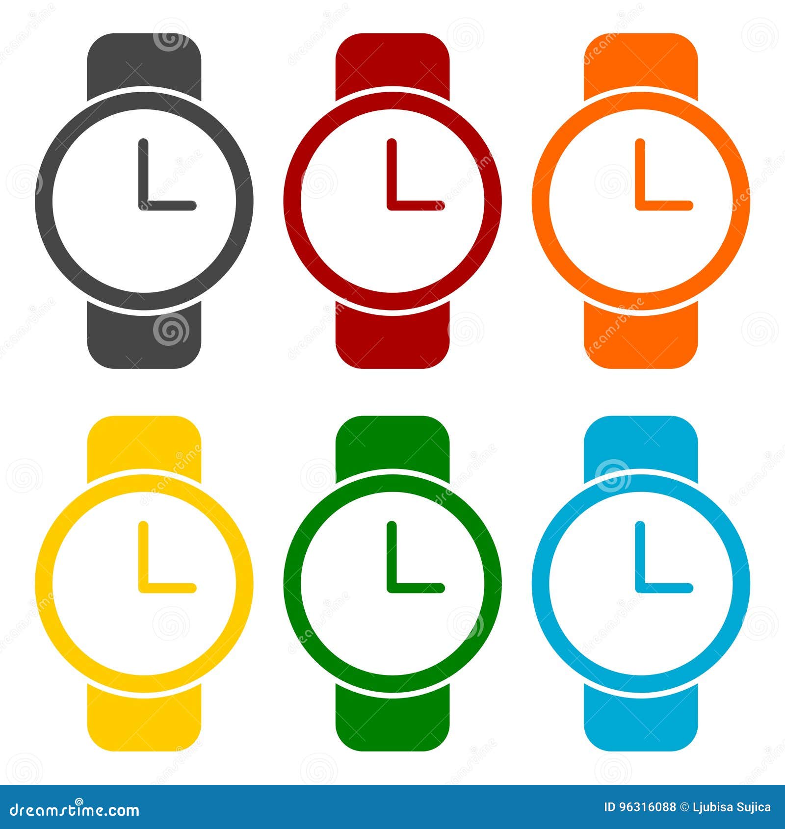 Watch icons set stock vector. Illustration of apple, icon - 96316088