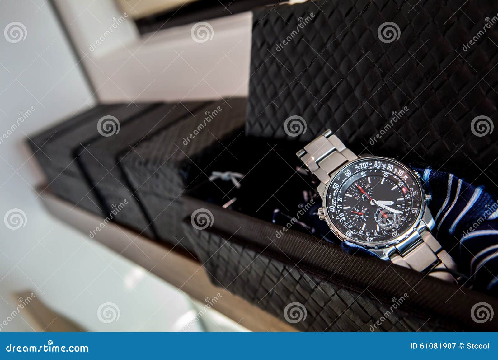 Watch inside the box stock image. Image of diving, black - 61081907
