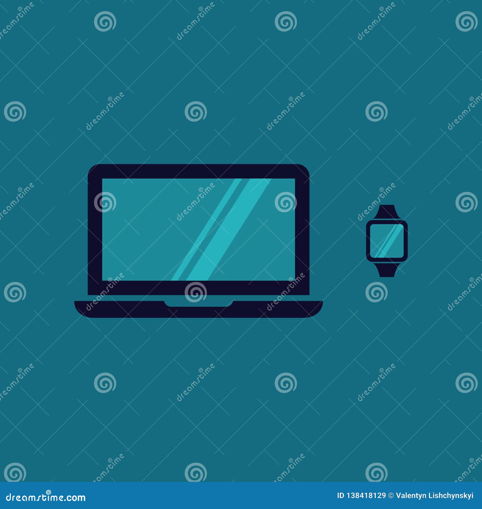 Watch and Laptop Colorful. Vector Symbol EPS10 Stock Illustration ...