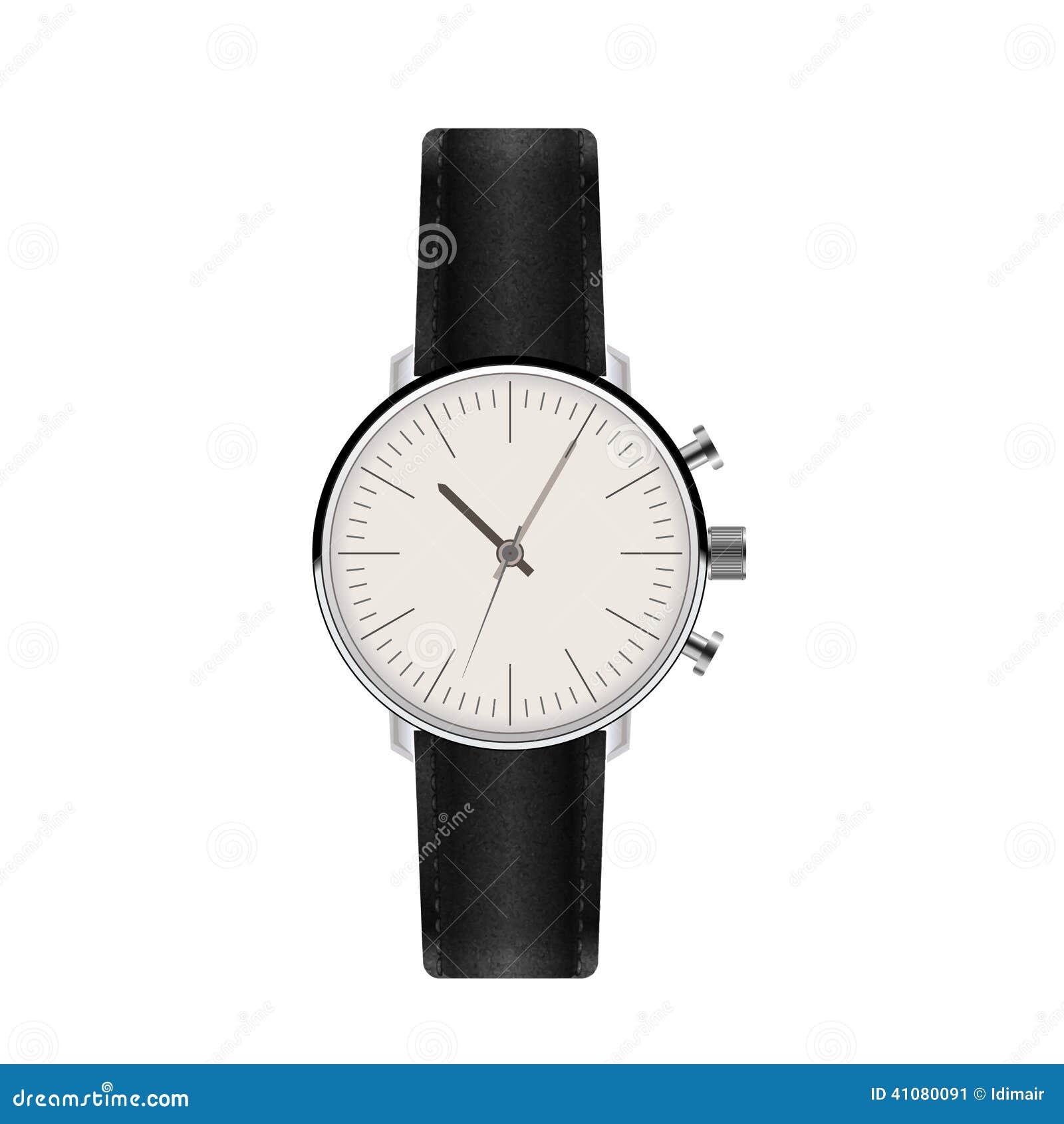Watch with Leather Strap. Vector Stock Vector - Illustration of steel ...