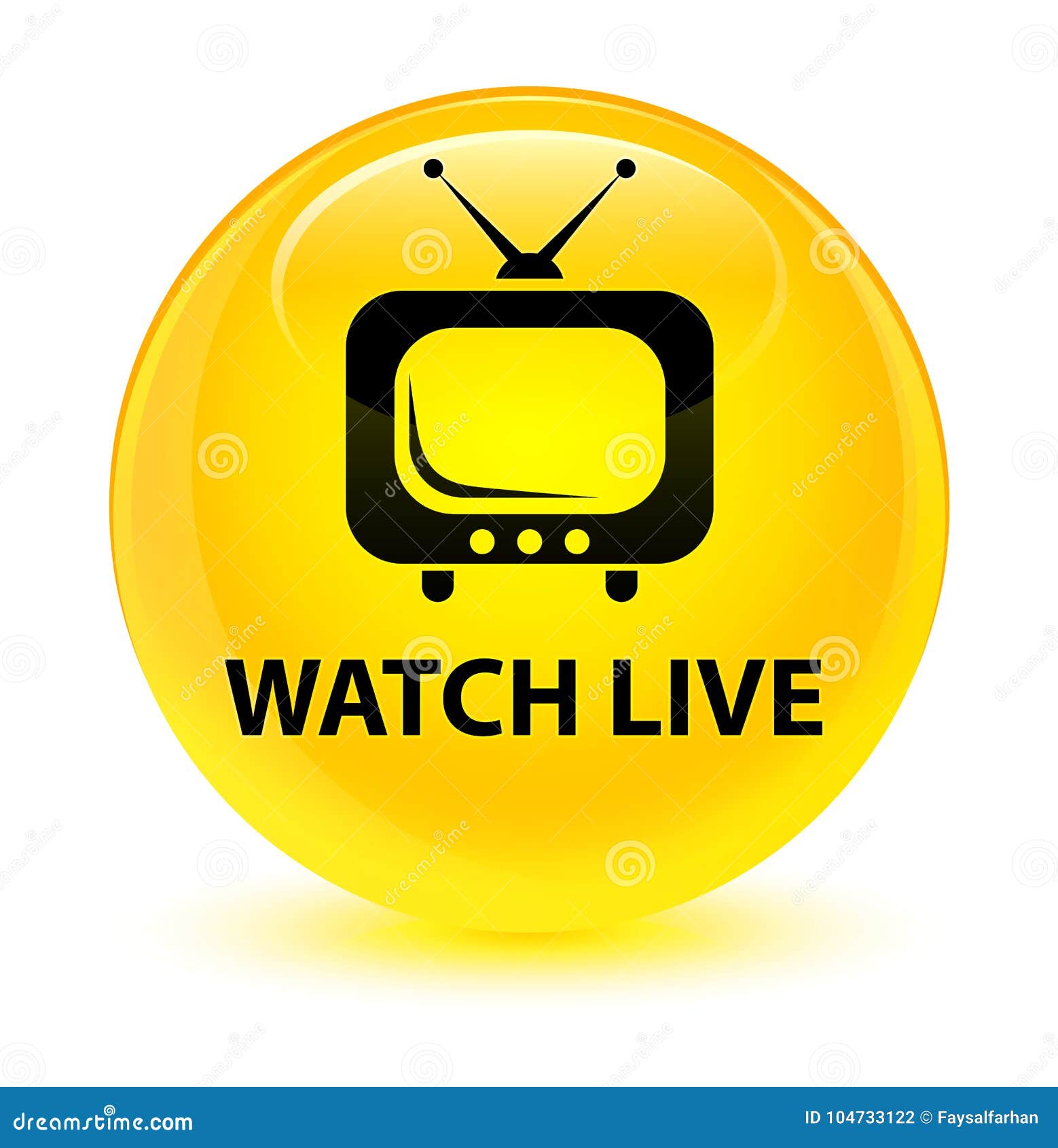 Watch Live Glassy Yellow Round Button Stock Illustration - Illustration ...