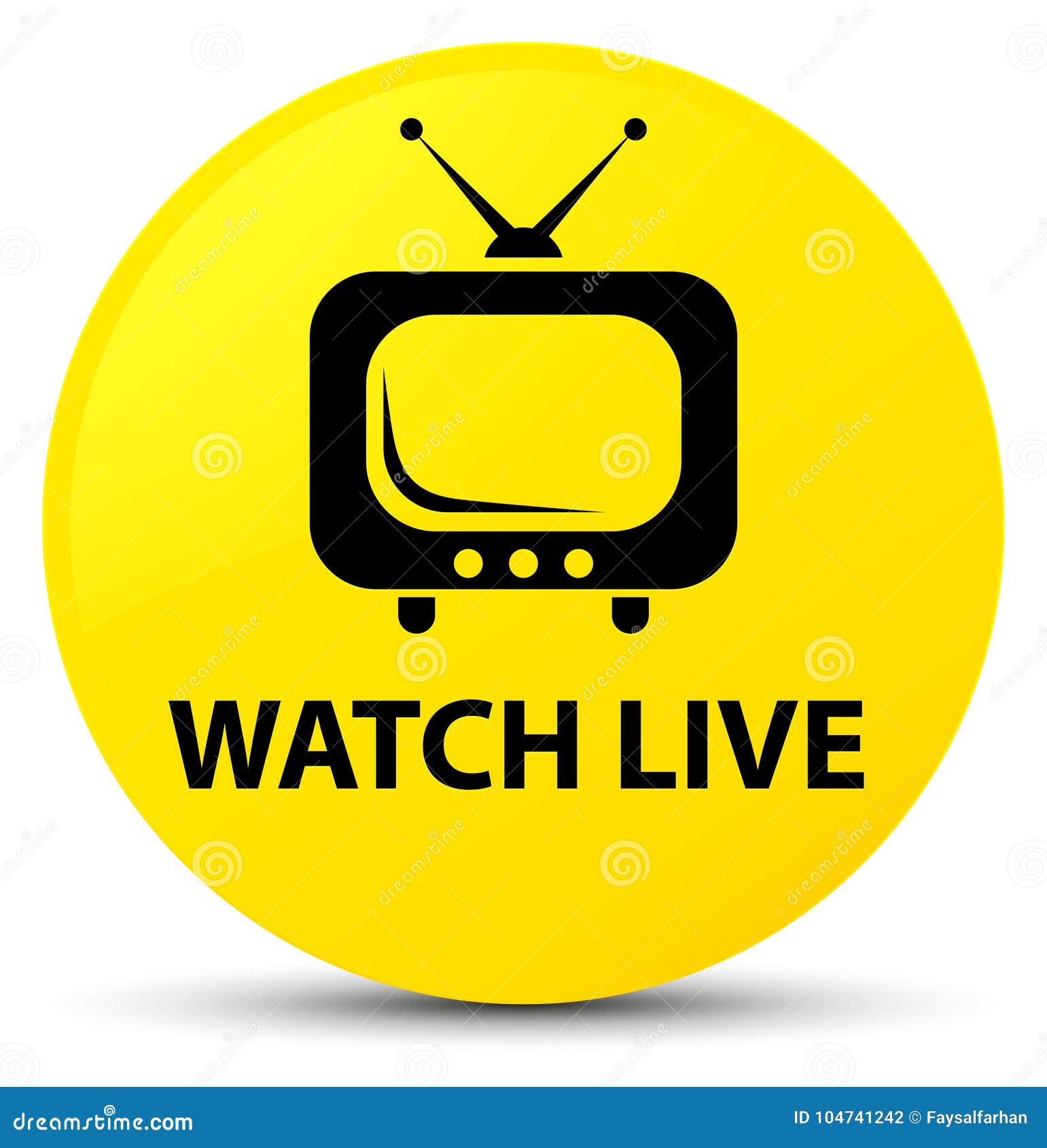 Watch Live Yellow Round Button Stock Illustration - Illustration of ...