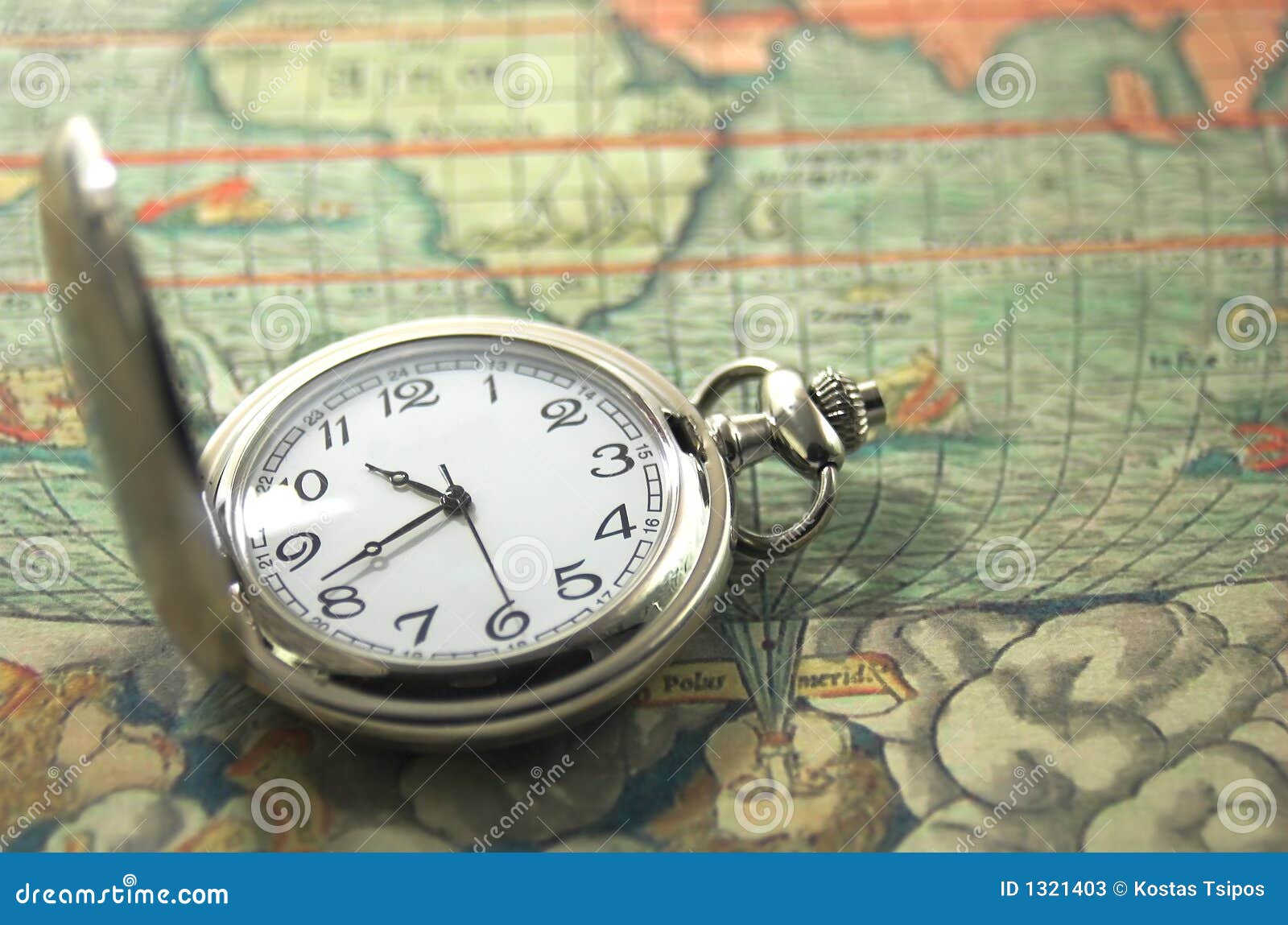 Watch and map stock image. Image of round, ocean, black - 1321403