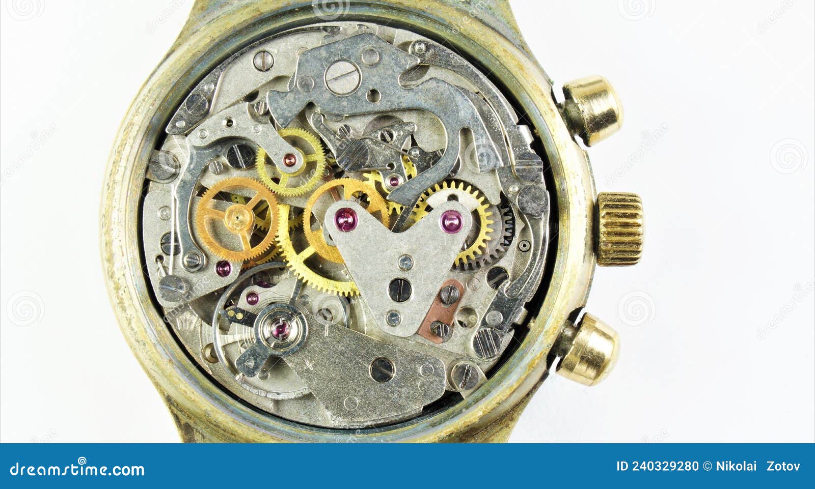 The Watch is Mechanical, a View of the Details from the Inside. Stock ...