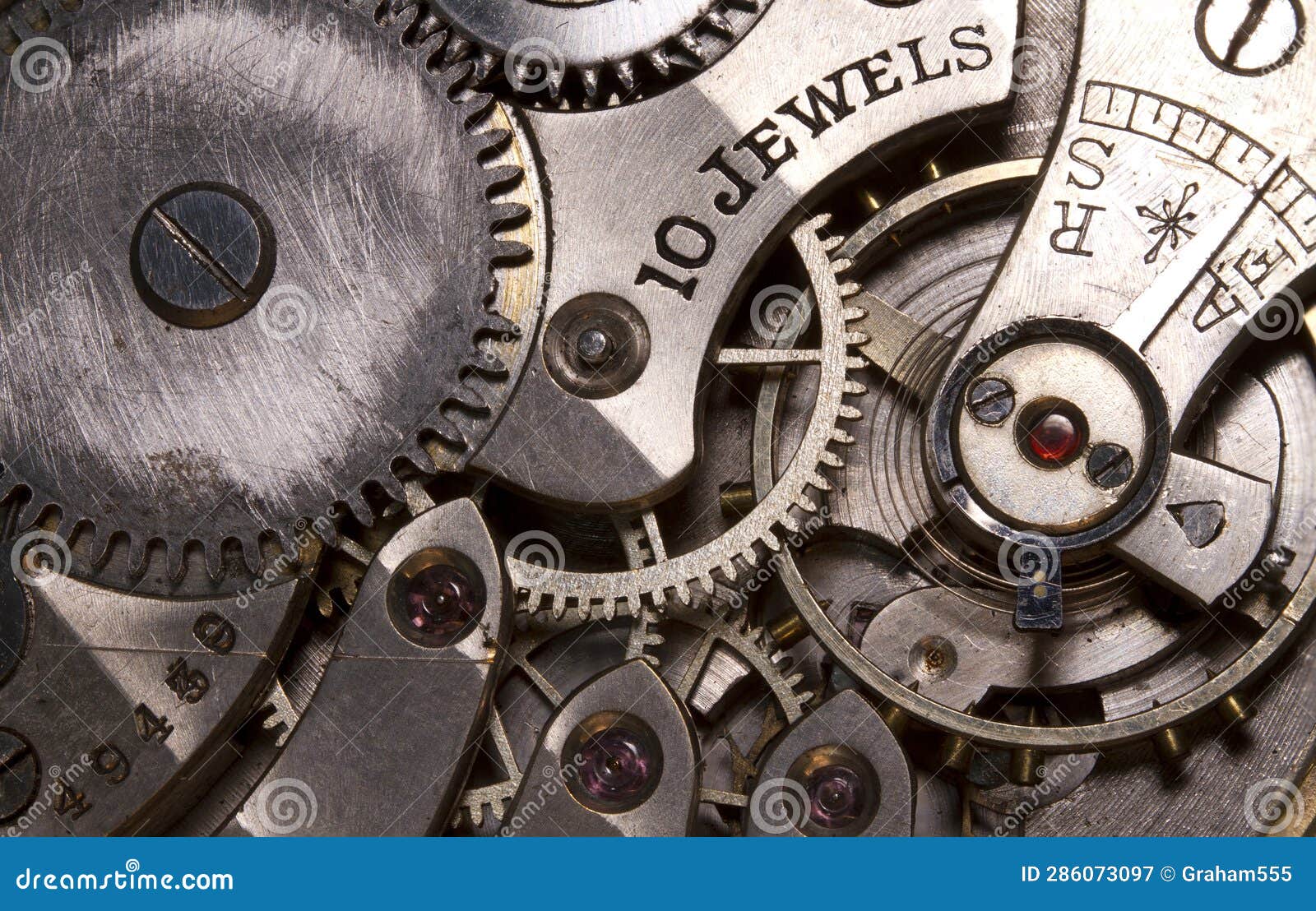 Watch Mechanism Macroshowing the Mechanical Gearing and Spring. Stock ...