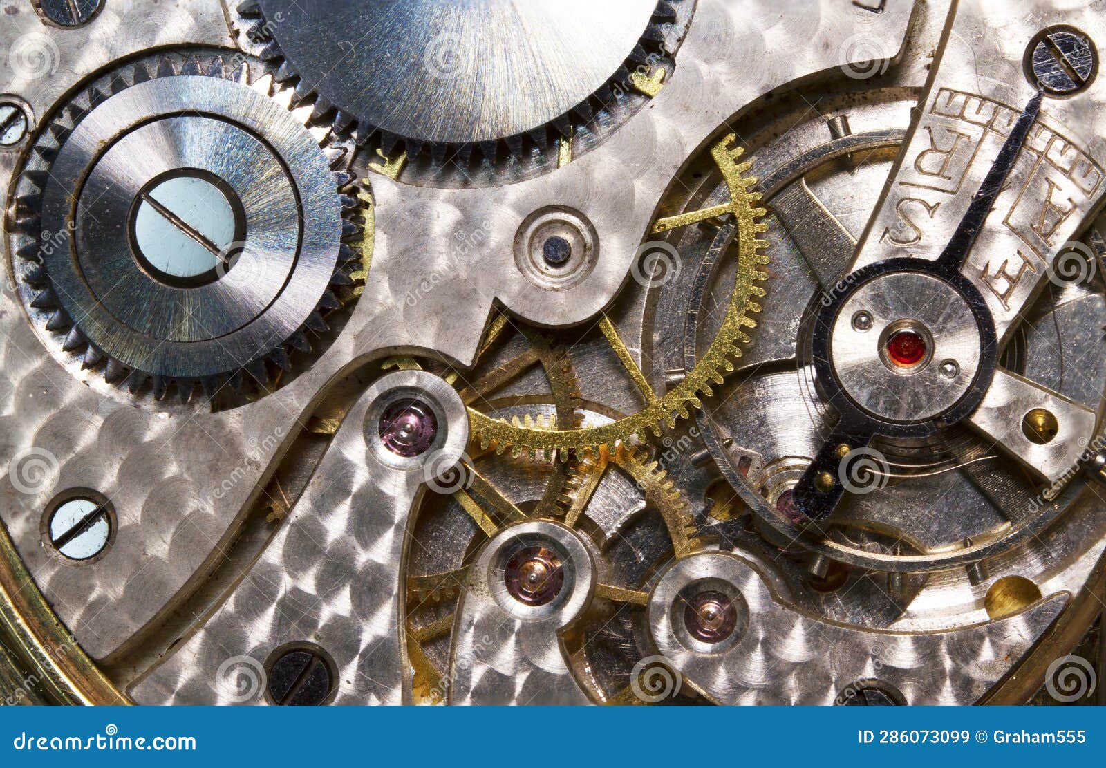 Watch Mechanism Macro Showing the Mechanical Gearing and Spring. Stock ...