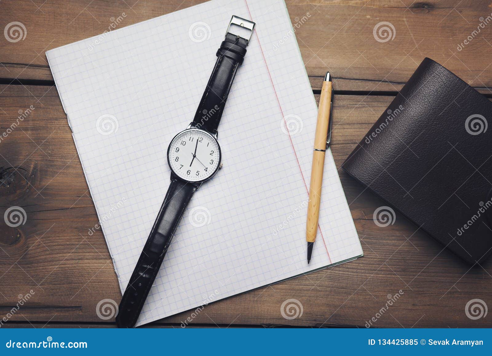 Watch,notebook and wallet stock image. Image of black - 134425885