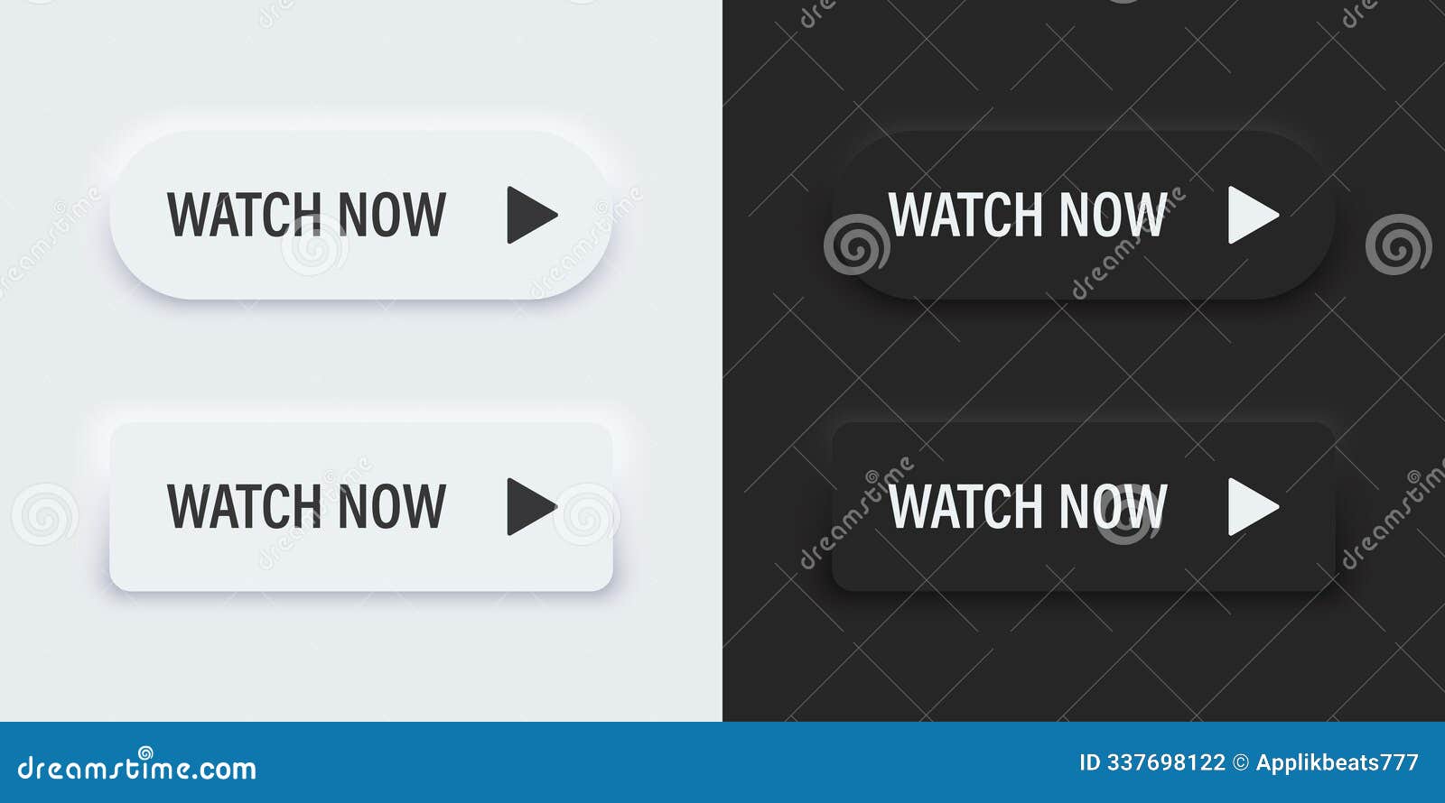 Watch Now Icon. a Set of Buttons with Watch Now Symbols. 3d Neumorphism ...