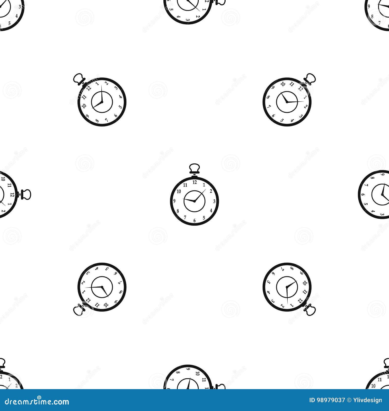 Watch Pattern Seamless Black Stock Vector - Illustration of dial ...