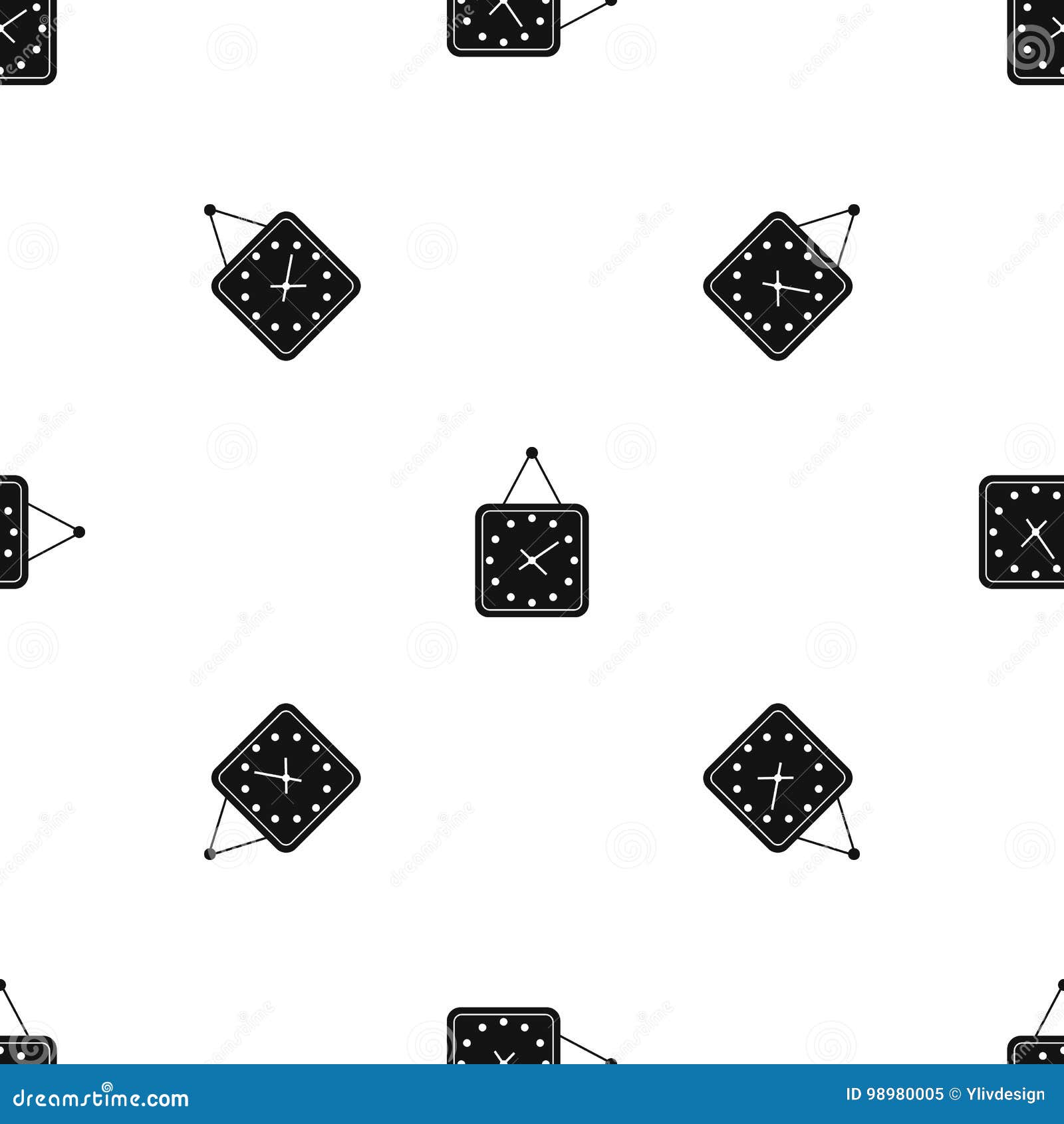 Watch Pattern Seamless Black Stock Vector - Illustration of chronometer ...