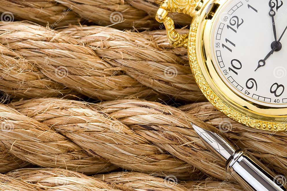 Watch with Pen on Ship Ropes Stock Photo - Image of frame, cable: 26499692