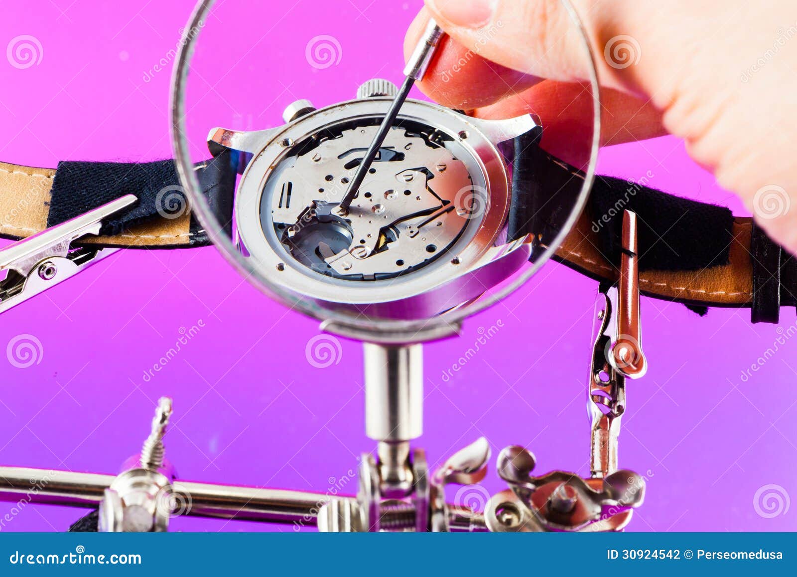 Watch repairing operation stock photo. Image of detail - 30924542