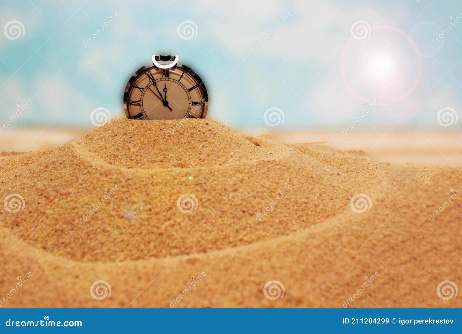 Watch in the Sand. Concept of Time Planning, Deadlines Stock Image ...