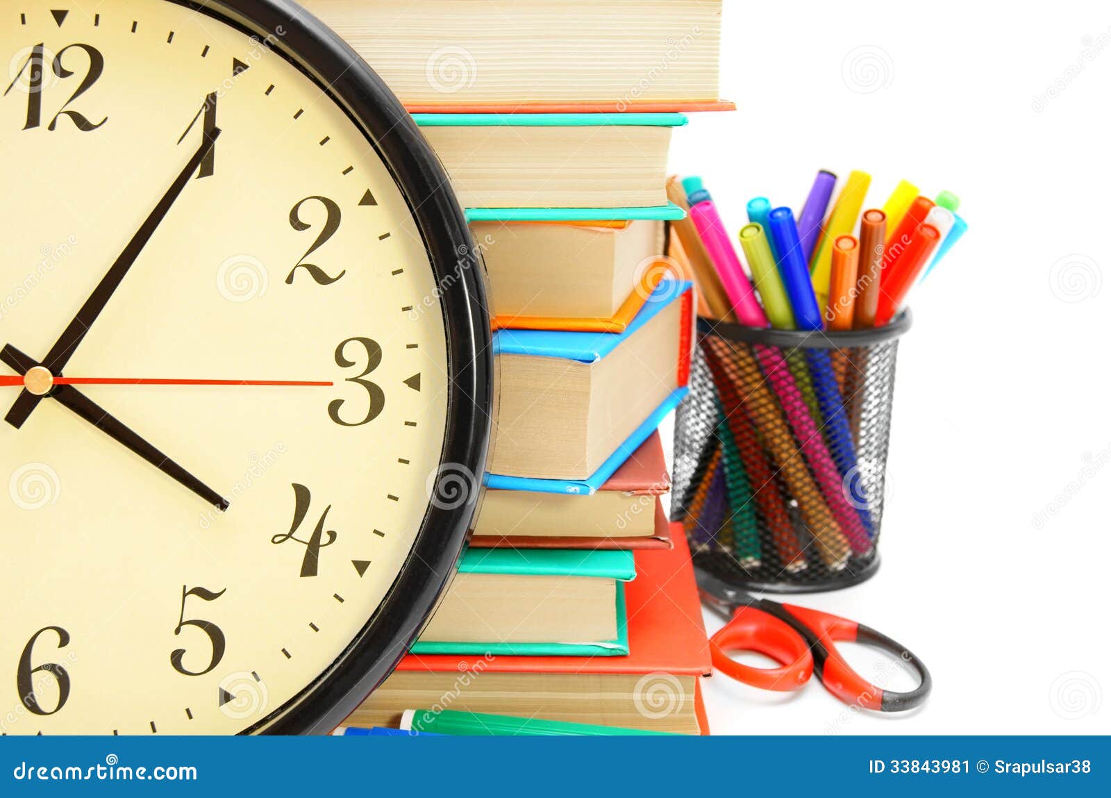 Watch and School Accessories Stock Image - Image of closeup, color ...