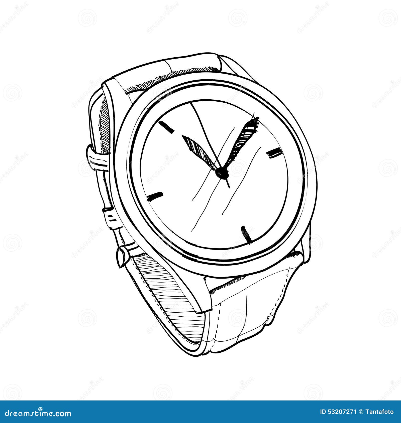 Watch sketch stock vector. Illustration of watch, alarm - 53207271