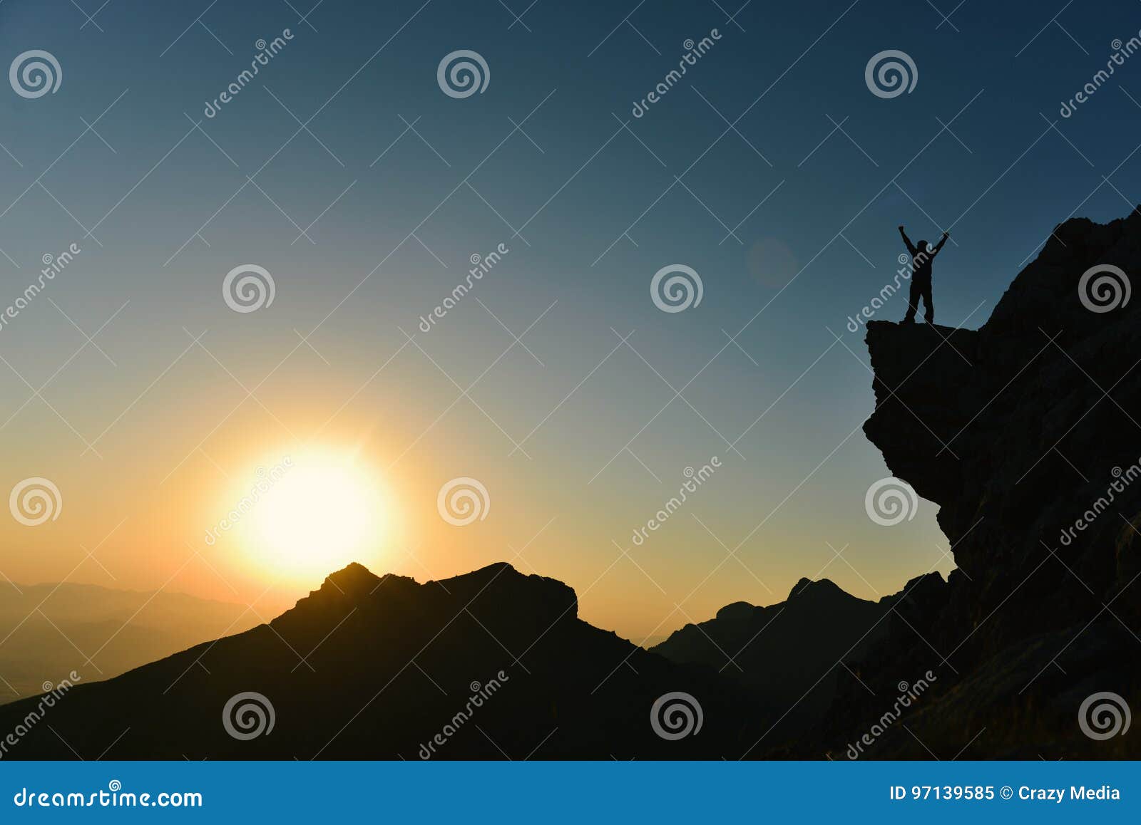 Watch the Sunrise at the Summit of the Mountain Stock Image - Image of ...