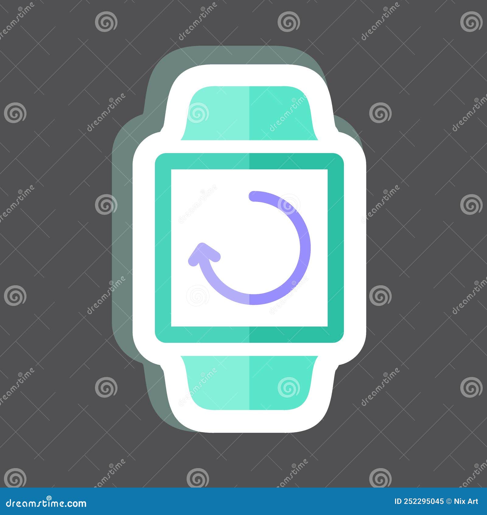 Watch Sync Sticker in Trendy Isolated on Black Background Stock ...