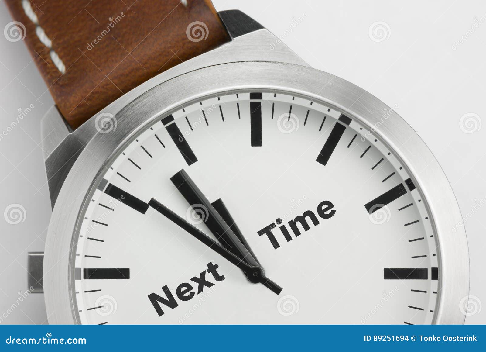 Watch with text Next Time stock photo. Image of idea - 89251694
