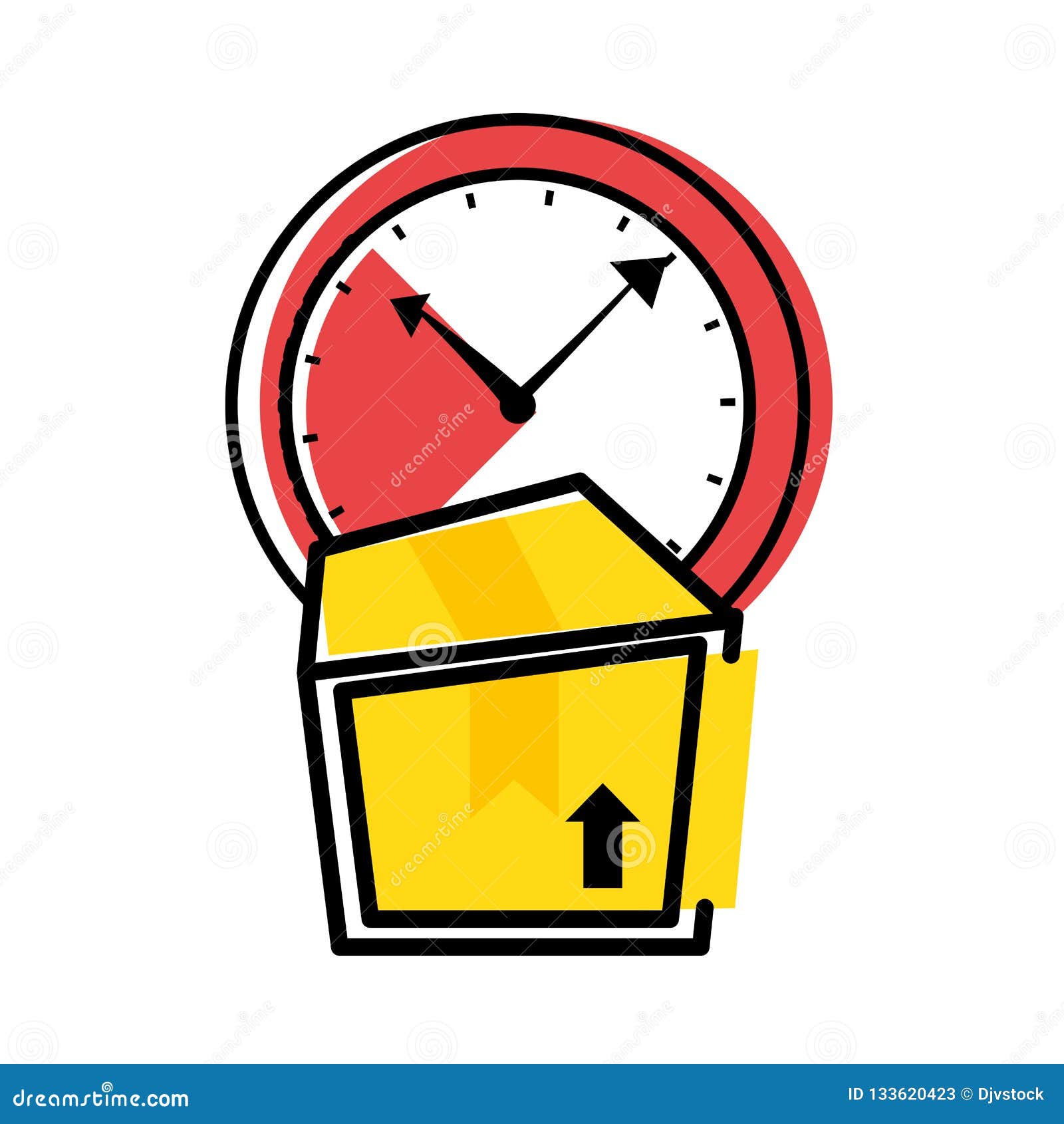 Watch time with box stock vector. Illustration of shape - 133620423