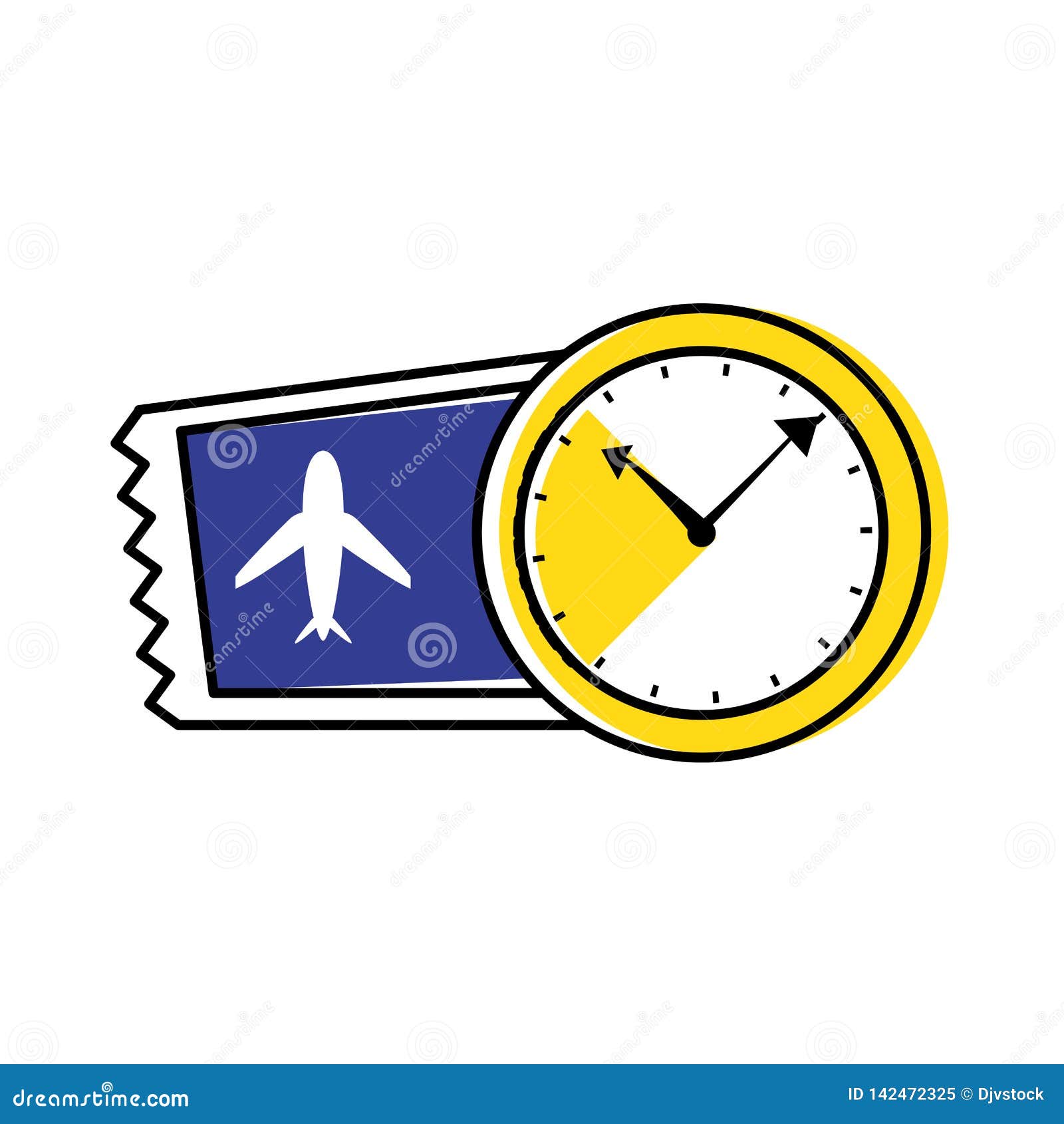Watch Time with Ticket Airplane Stock Vector - Illustration of hour ...