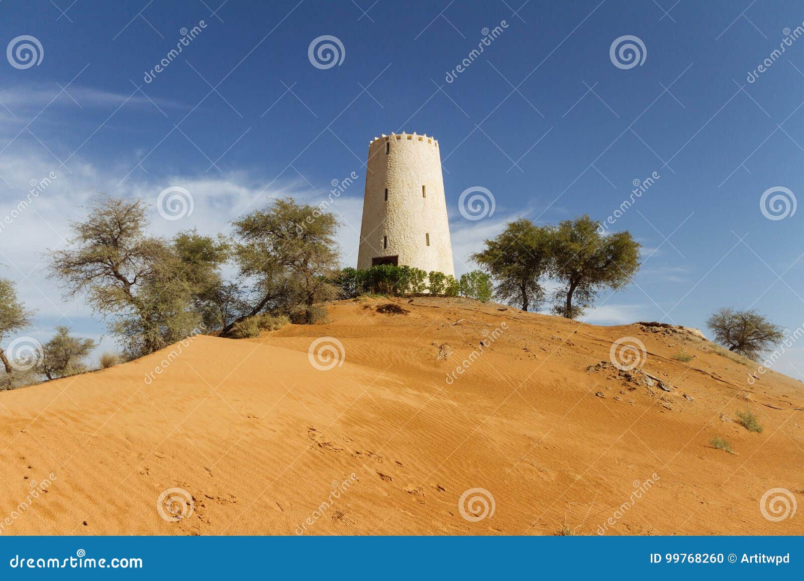 Watch Tower on the Sand Dune that Surrounding with Trees at Abu Dhabi ...