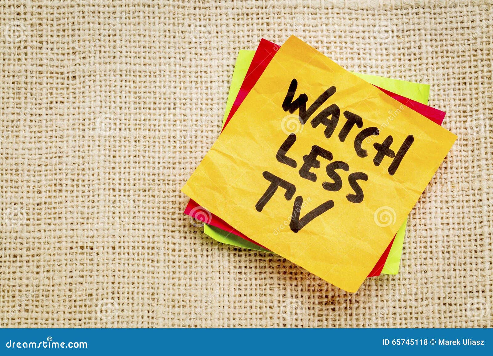 Watch less TV Reminder or Advice on Sticky Note Stock Photo - Image of ...