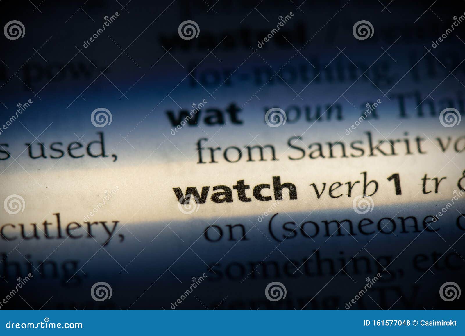 Watch stock photo. Image of info, etymology, closeup - 161577048