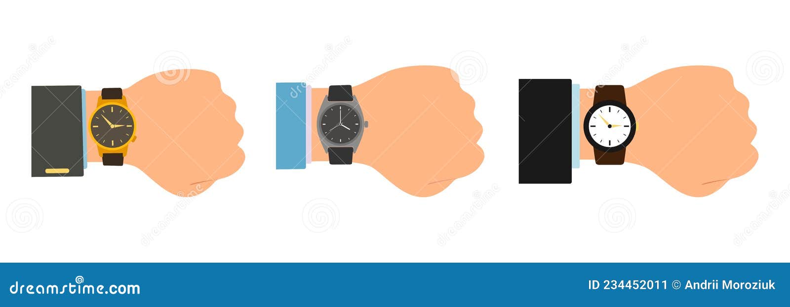Watch on the Wrist. Time Symbol Isolated on White Background Stock ...