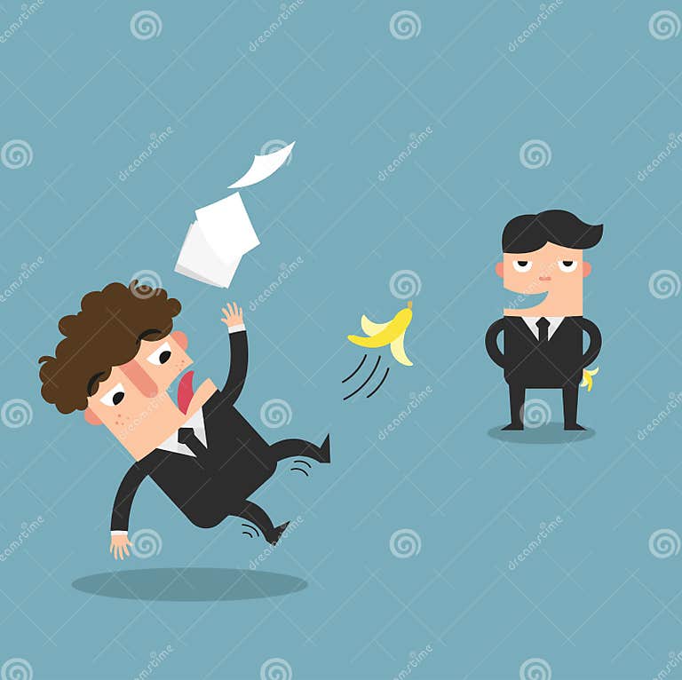 Watch Your Step Businessman Slipping On A Banana Peel Stock Vector